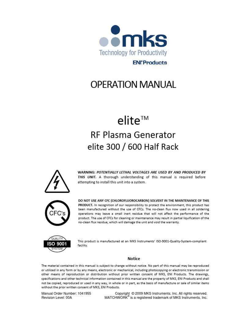 Rf Plasma Generator Pdf Electrical Connector Implied Warranty
