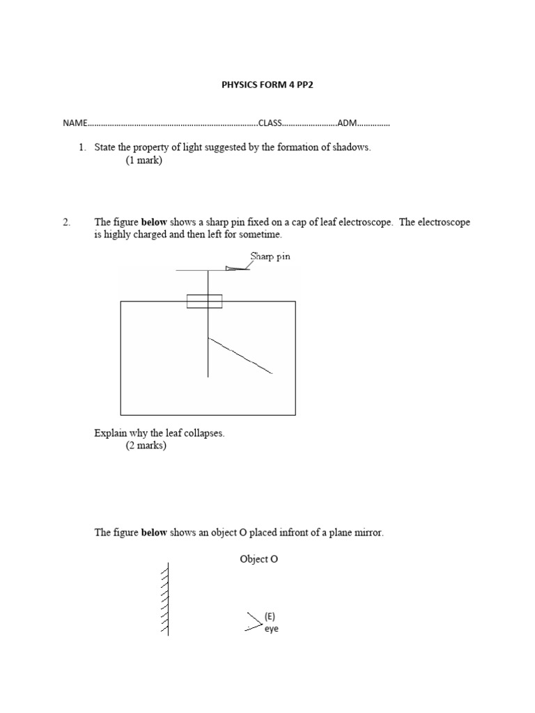Physics PP2 Final Form 4 2022 End Term 1 Teacher - Co - .Ke | PDF | Resistor | Refraction