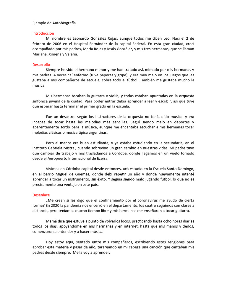 Ejemplo de Autobiografía | PDF | Arte | Poesía