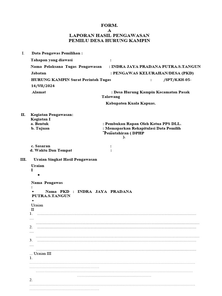 Form A Pengawasan Rapat DPHP | PDF