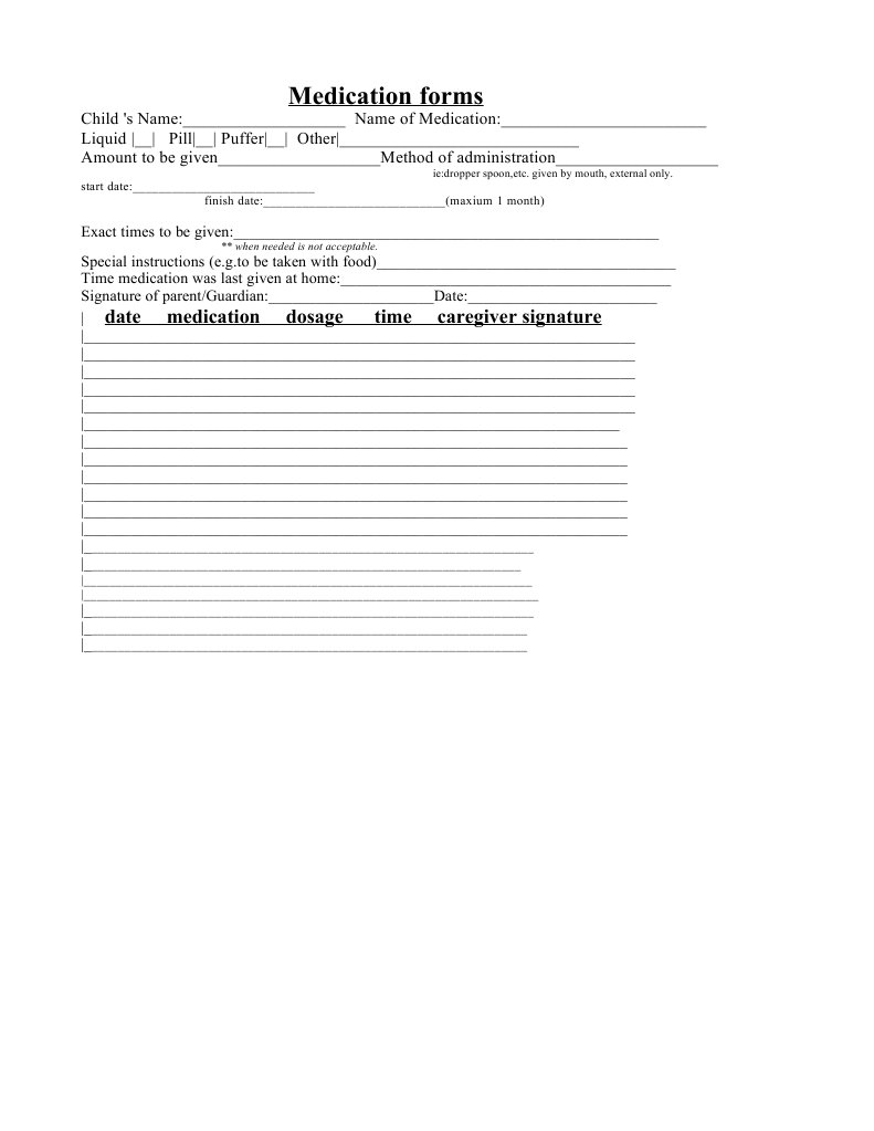 Medication Administration Form | PDF