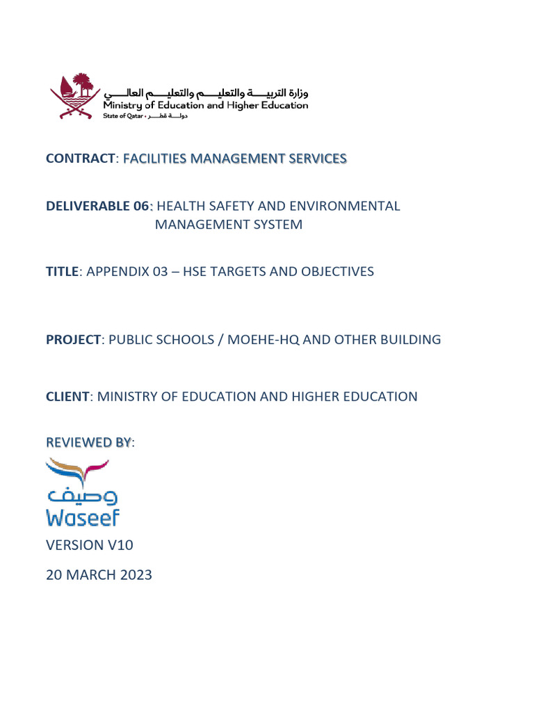 Appendix 03 - HSE Targets and Objective V10 | PDF