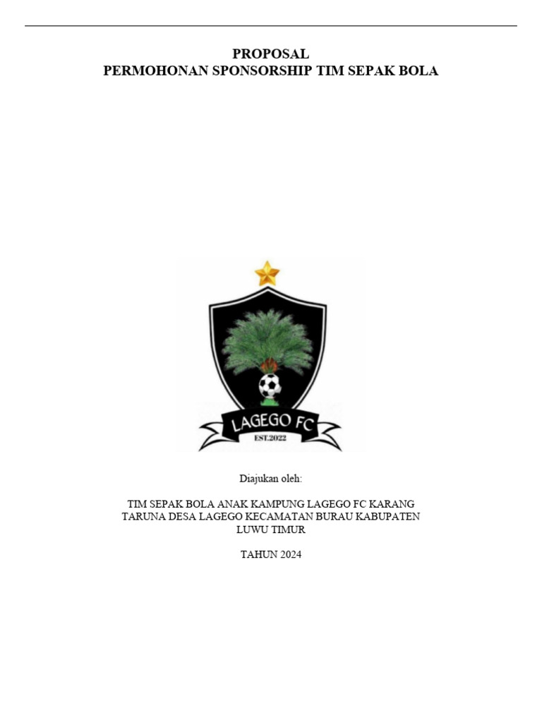 Proposal Sponsorship Tim Futsal Lagego | PDF