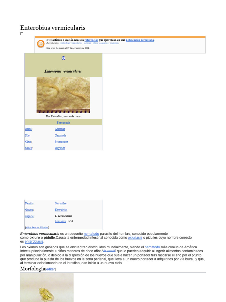 Enterobius Vermicularis | PDF | Gastroenterología