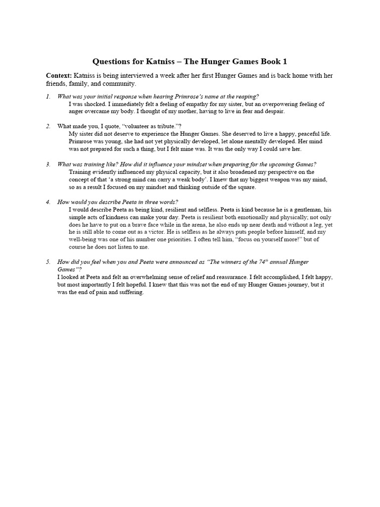 Questions For Katniss | PDF