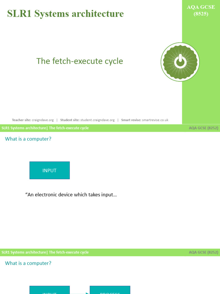 GCSE AQA SLR1 The Fetch-Execute Cycle | PDF | Central Processing Unit ...