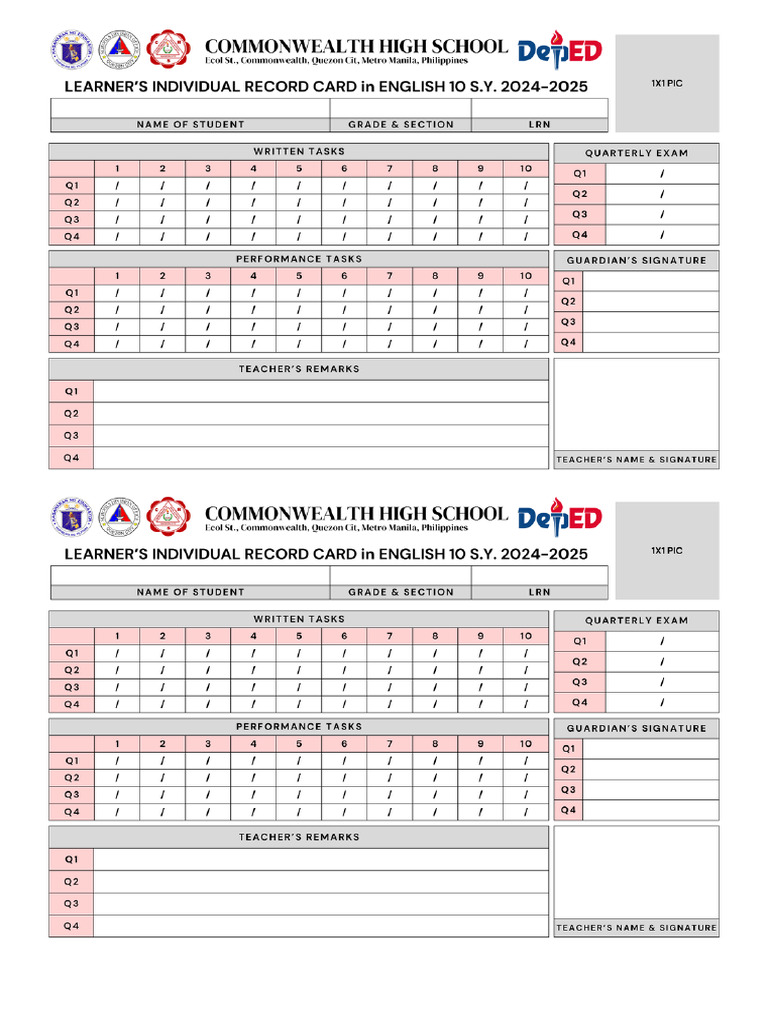 Record Card Template | PDF