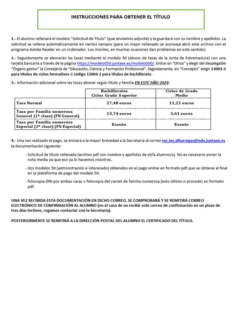Instrucciones para Solicitar El Titulo 2024 (Online) | PDF | Informática