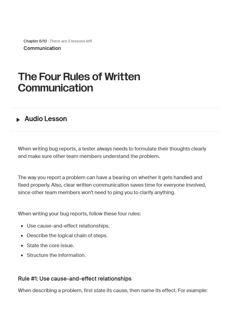 The Four Rules of Written Communication: Audio Lesson | PDF | Career ...