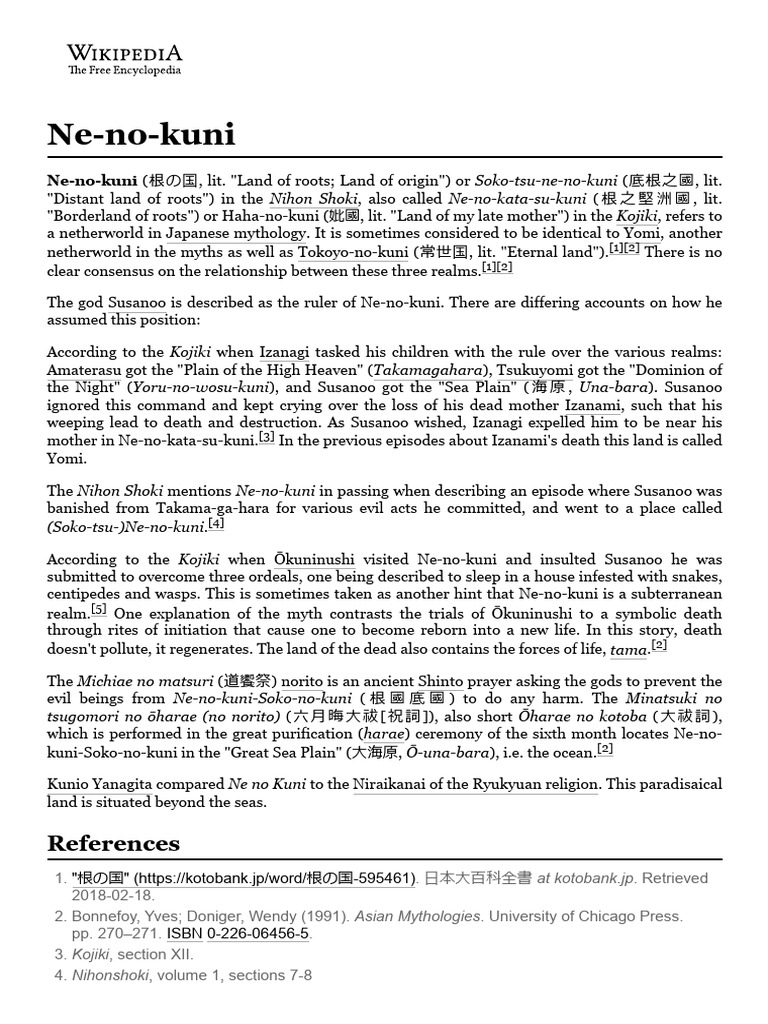 Cosmos - Japan - Ne-No-Kuni - Wikipedia | PDF | Asian Mythology | Religious Belief And Doctrine