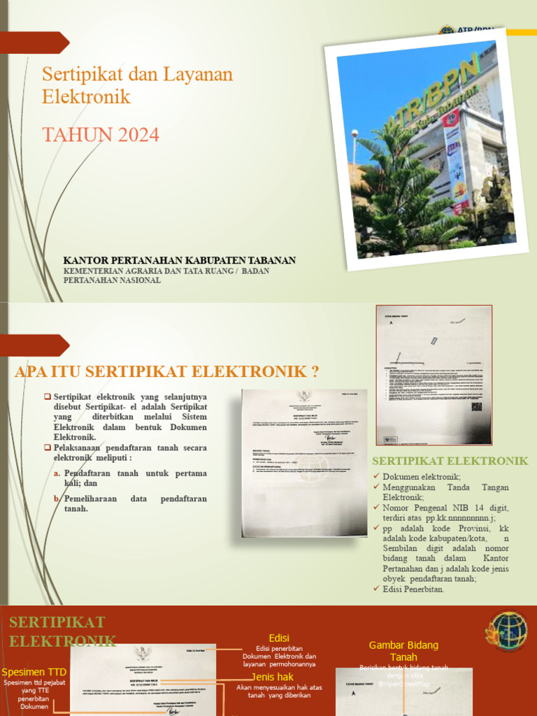 Sertipikat Dan Layanan Elektronik Kantah Tabanan | PDF