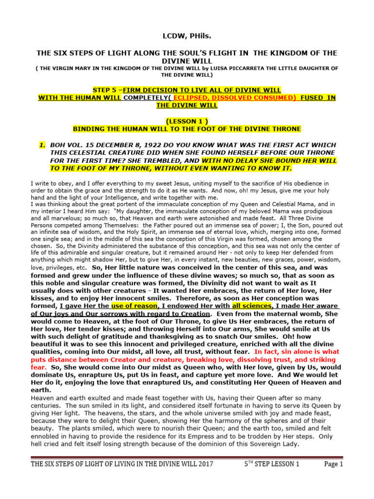 5TH STEP LESSON 1 To Life | PDF | Heaven | Mary, Mother Of Jesus