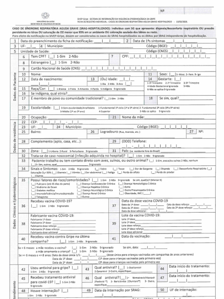 Ficha SRAG NOTIFICAÇÃO | PDF