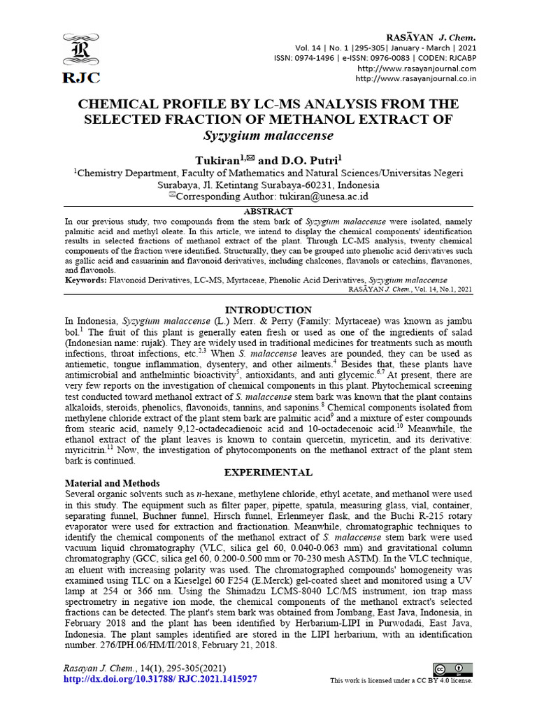 Chemical Profile by LC-MS Analysis From The Select | PDF | Phenolic ...
