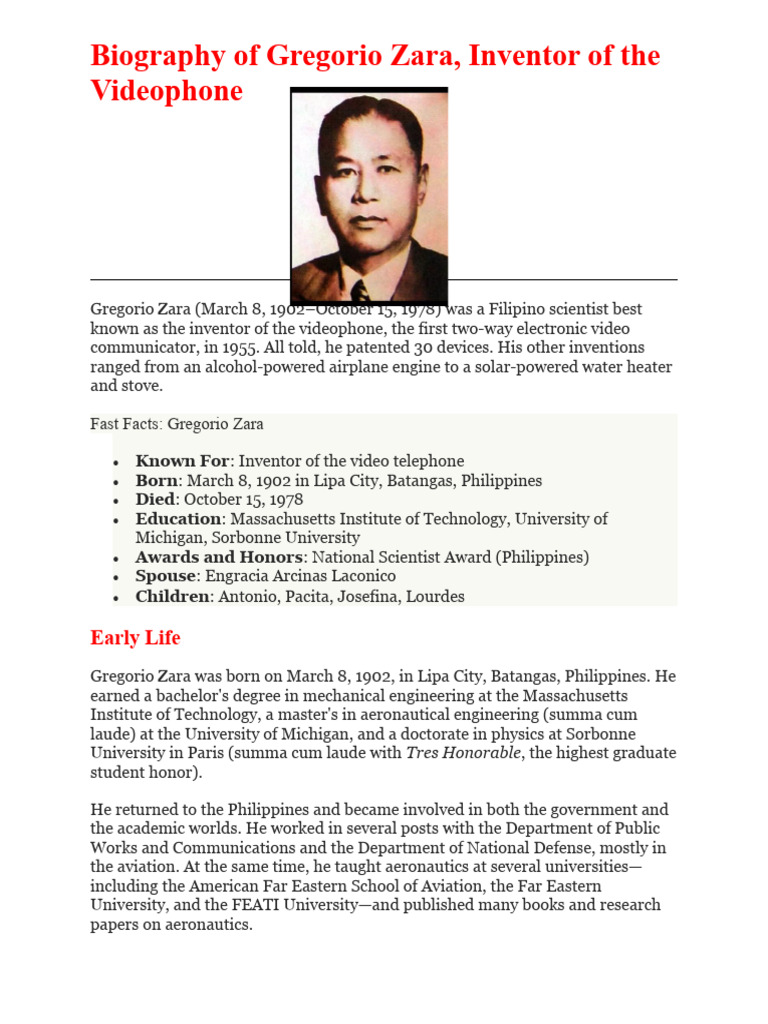 Biography of Gregorio Zara | PDF | Engineering