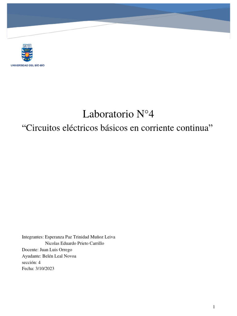 Lab N°4 Física II Electromagnetismo | PDF | Corriente eléctrica ...