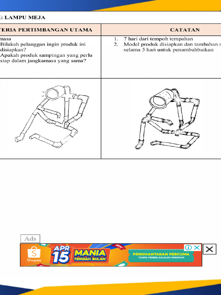 DOKUMENTASI RBT Lampu Meja (Form 3 2021) | PDF