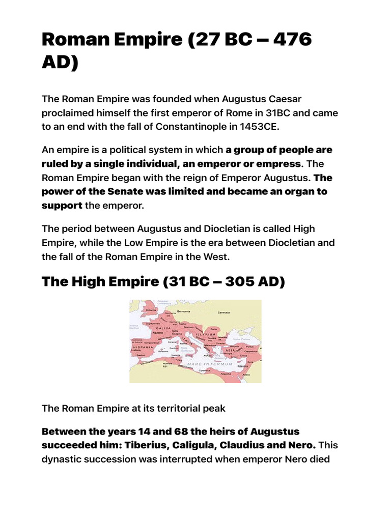 Roman Empire: Rise and Fall | PDF | Ancient Roman Government | Monarchy