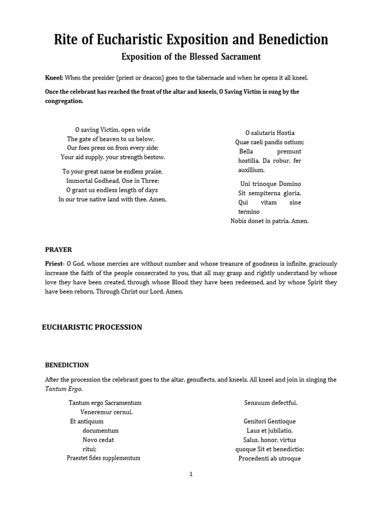 Rite of Eucharistic Exposition and Benediction | PDF | Eucharist | Mary, Mother Of Jesus