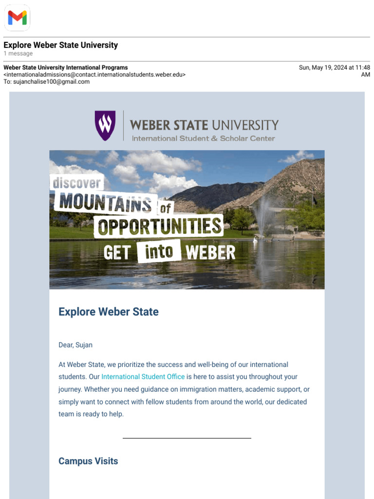 Gmail - Explore Weber State University | PDF | Social Science