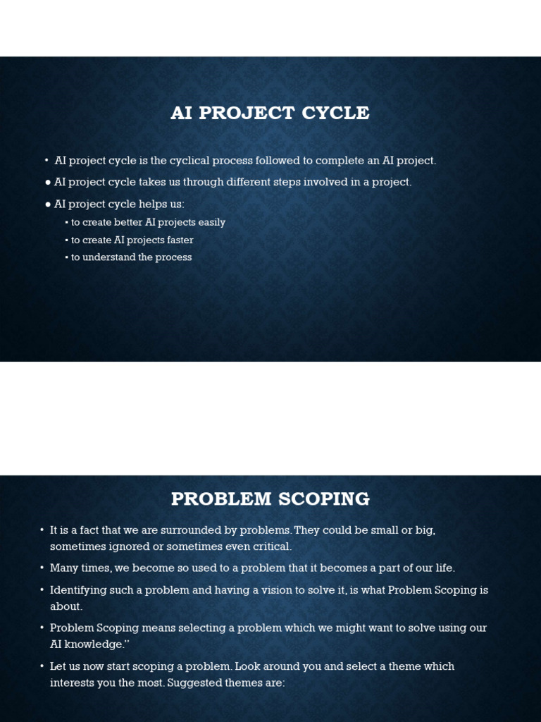 AI Project Cycle | PDF | Artificial Intelligence | Intelligence (AI) & Semantics