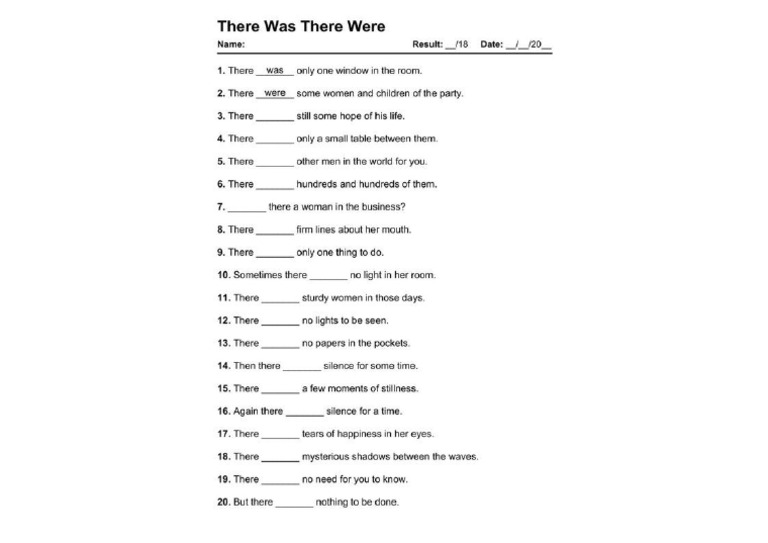 There Was Were Worksheet | PDF