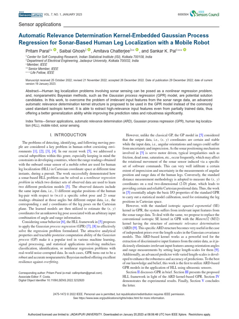 Sonar-Based Human Leg Localization | PDF | Regression Analysis ...