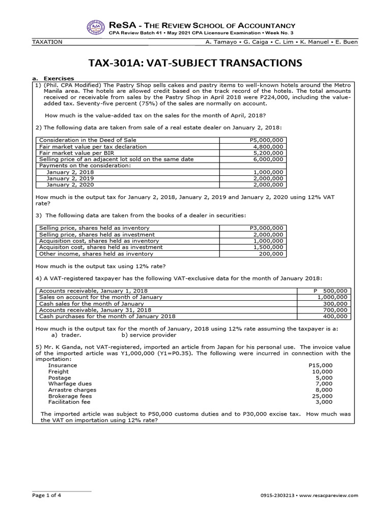 VAT Transactions and Calculations Guide | PDF | Value Added Tax | Taxes