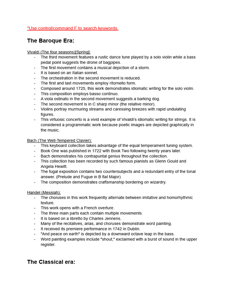 Level 9 Music History - No. 5, Required Works | PDF | Classical Period ...