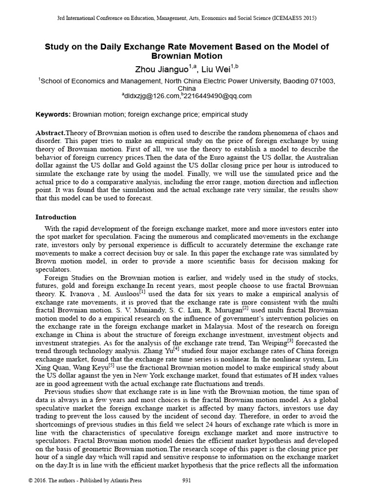 Study On The Daily Exchange Rate Movement Based On The Model of ...