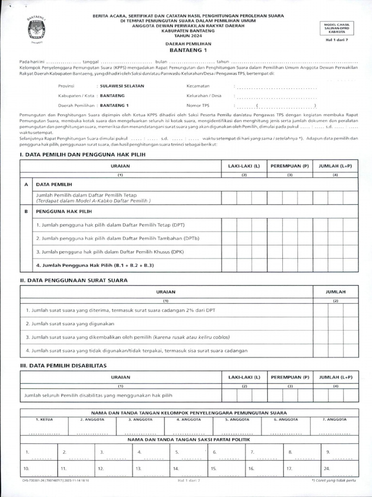 Contoh Formulir Salinan DPRD | PDF