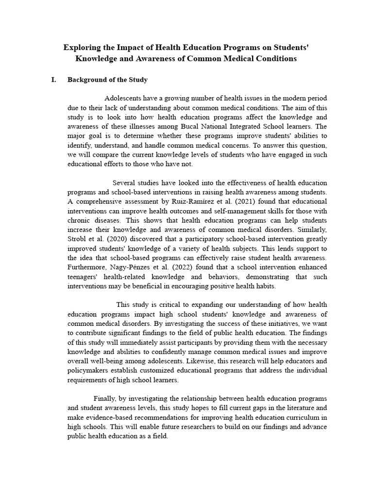 Impact of Health Education Programs On Students' Knowledge and ...