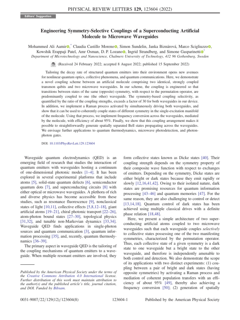 Superconducting Molecule-Waveguide Coupling | PDF | Resonance | Raman ...