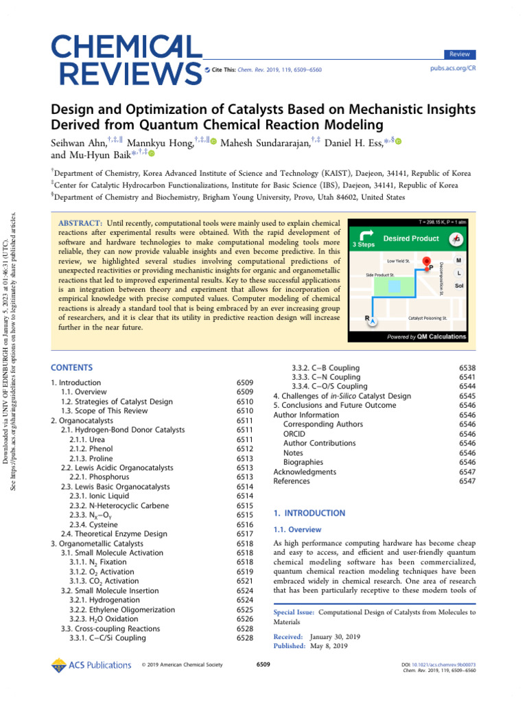 Design and Optimization of Catalysts Based On Mechanistic Insights ...