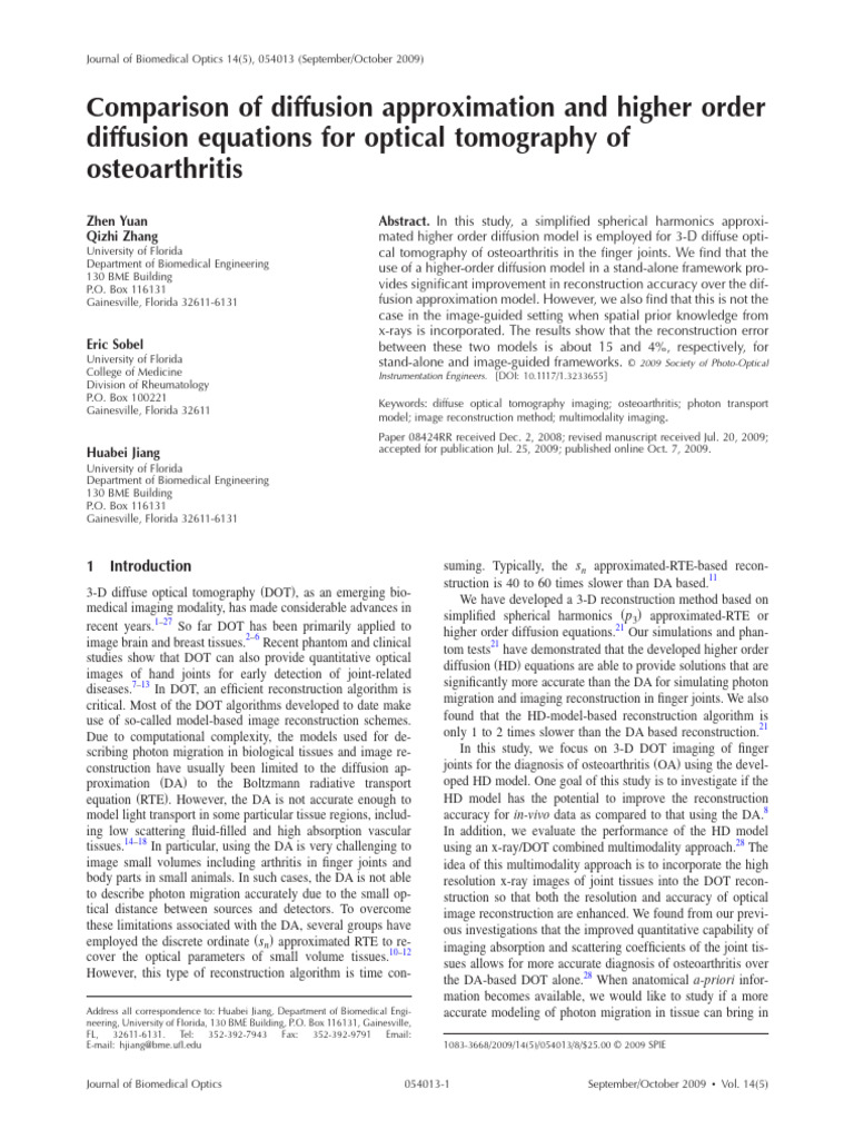Comparison of Diffusion Approximation and Higher Order Diffusion Equations For Optical ...