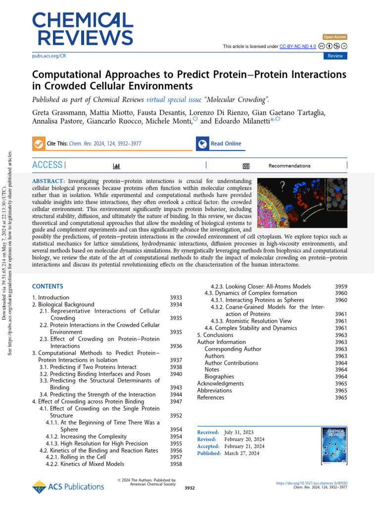 Computational Approaches To Predict Protein-Protein Interactions in Crowded Cellular ...
