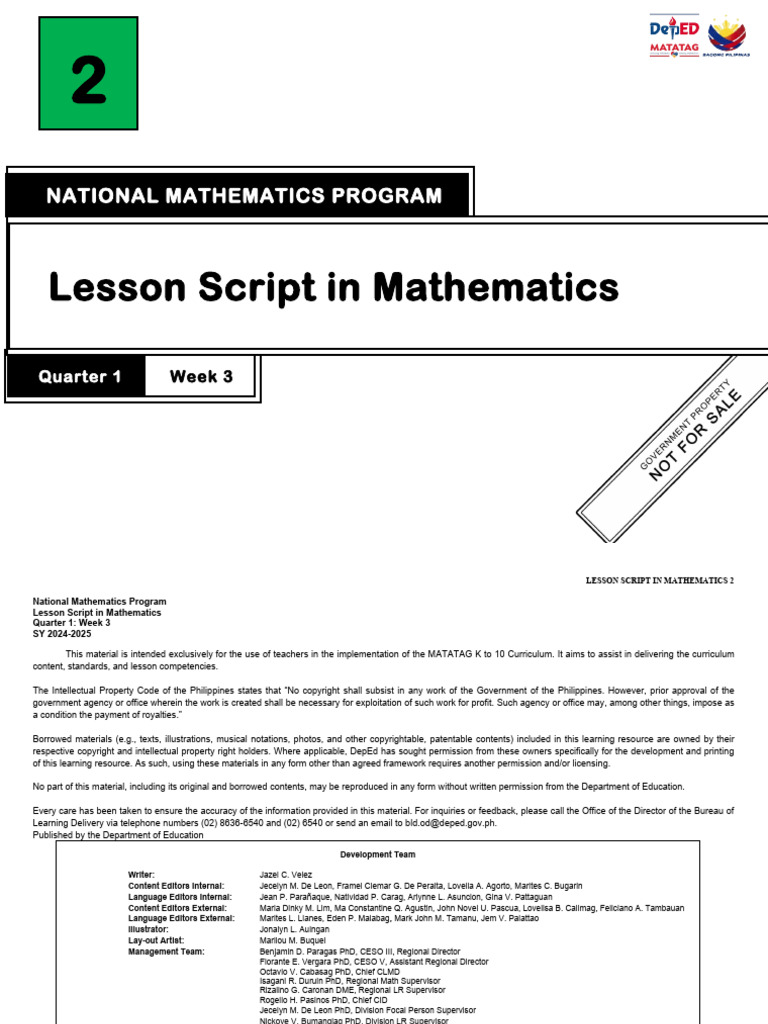 NMP Grade 2 Math Lesson Week 3 | PDF | Copyright | Teachers