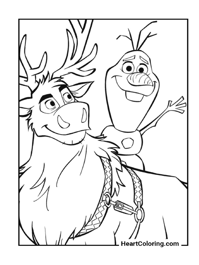 22 Olaf Riding Sven Frozen Coloring Pages | PDF