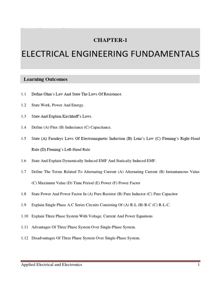 CH - 1-Electrical Engineering Fundamentals | PDF | Electromagnetic ...