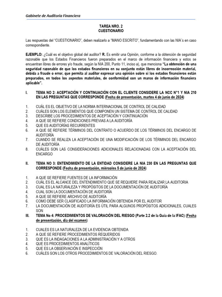 Tare Nro - 2 | PDF | Auditoría