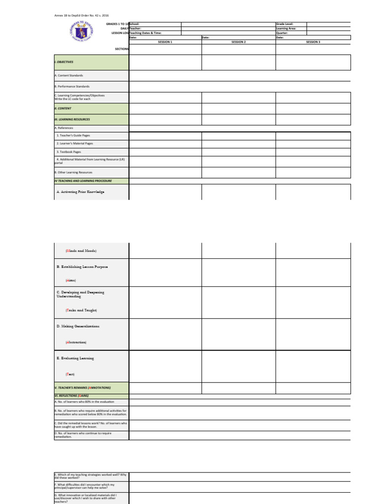 LE MATATAG Template For Grade7 | PDF