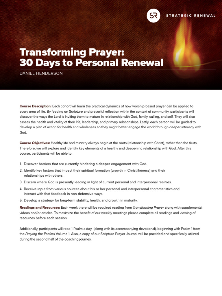Transforming Prayer Syllabus 0822 | PDF | Prayer | God