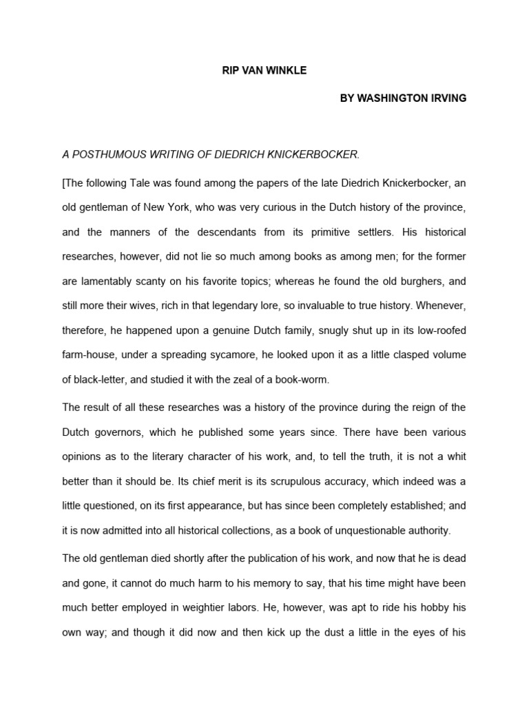 Rip Van Winkle | PDF