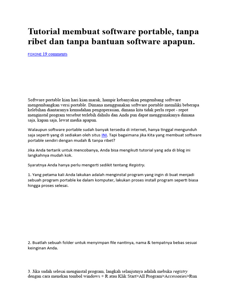 Tutorial Membuat Software Portable | PDF | Game & Aktivitas | Komputer