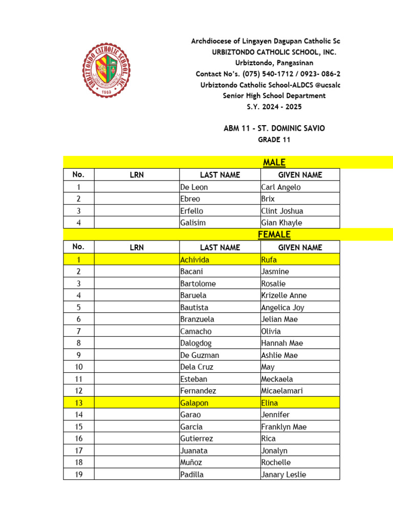 Class MAsterlist | PDF