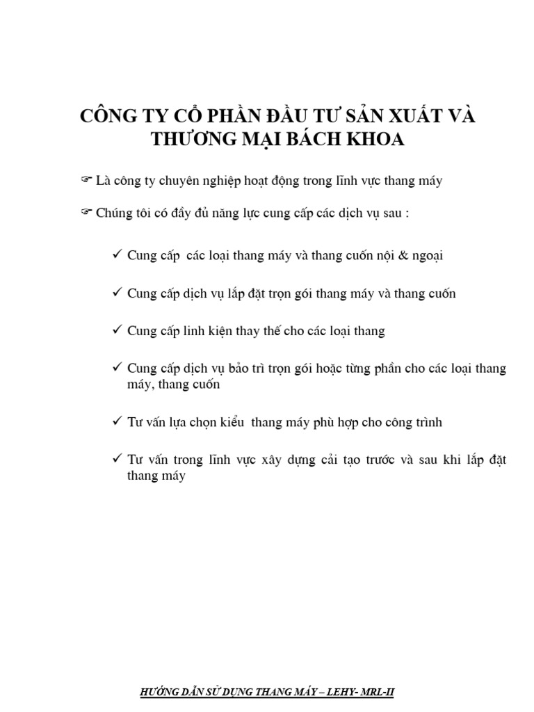 Huong Dan Su Dung Thang LEhy-MRL-II | PDF