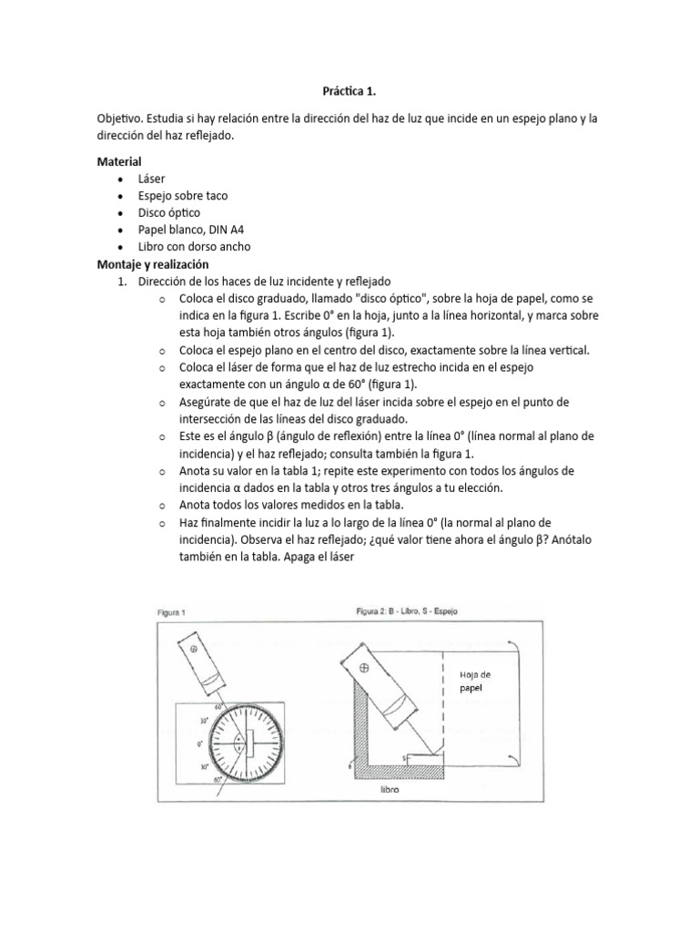 Práctica 1 | PDF | Ligero | Reflexión (Física)