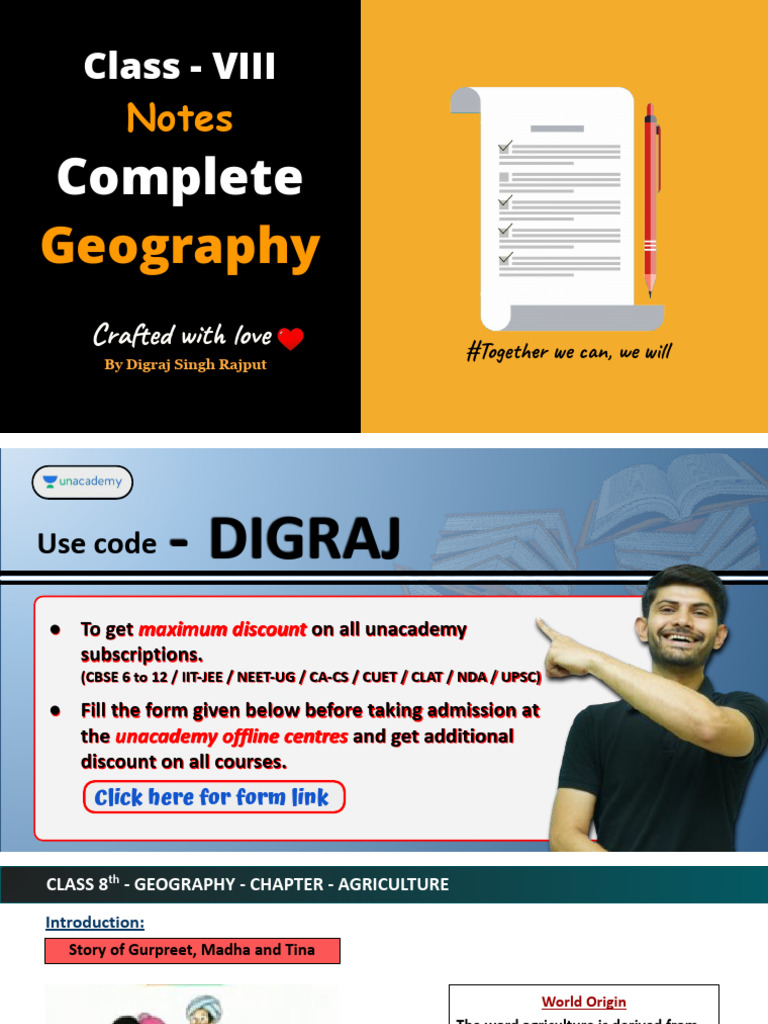 Class 8 Geography: Agriculture Overview | PDF | Agriculture | Farms