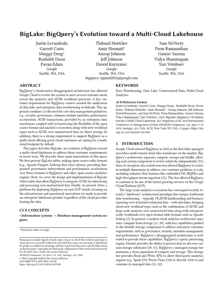 Google GCP BigLake | PDF | Apache Spark | Cloud Computing