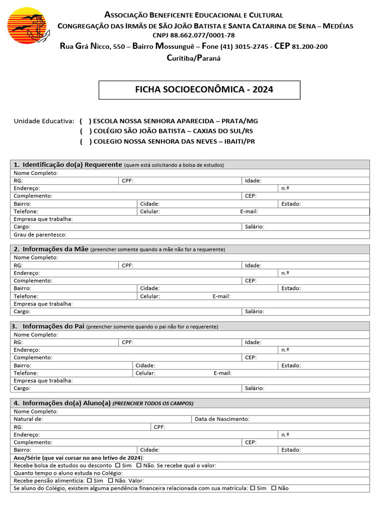 02-10-2023-07-35-57-Ficha Socioeconômica ABEC 2024 | PDF | Família | Pensão alimentícia